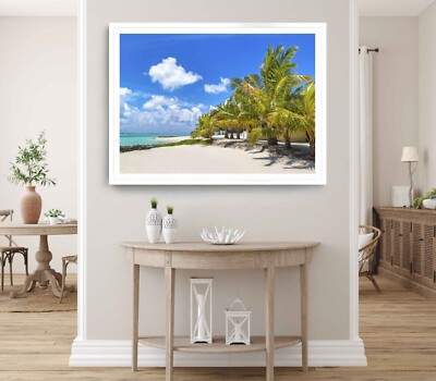 Tropical Beach Print, Wall Art, Sand & Palm Trees Framed Beach Wall Art ...
