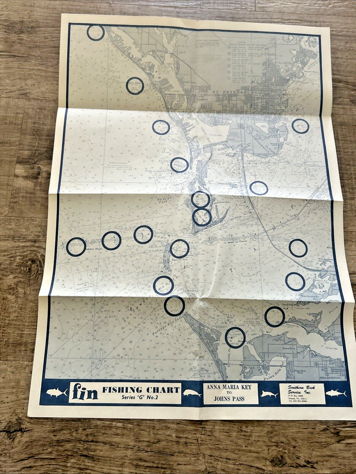 6 Fin Fishing Chart Map Florida Detailed Charts Middle Gulf Coast - New ...