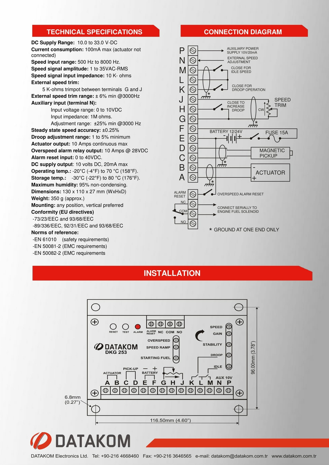 DATAKOM DKG-253 Generator Engine Governor Controller | eBay
