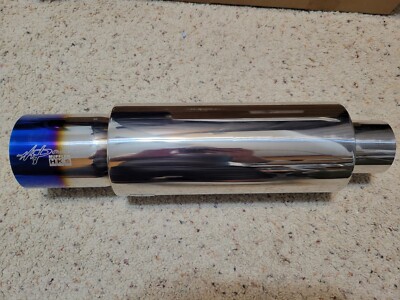 Universal JDM HK S Style Polished Muffler With Burnt Tip 3in Inlet 4in ...