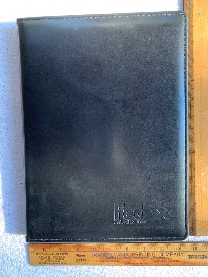 FedEx Portfolio Padfolio Notebook Cover Black Faux Leather 10 X 13 ...
