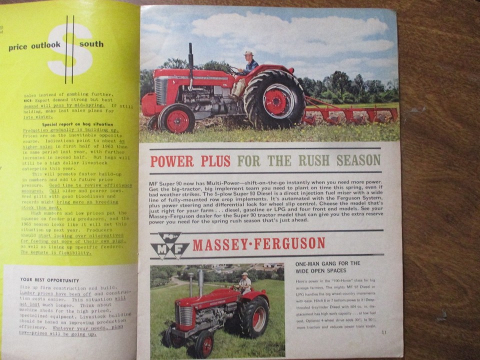 1963 JAN-FEB MASSEY-FERGUSON FARM PROFIT MAGAZINE MF 97..90,65,50,35 ...