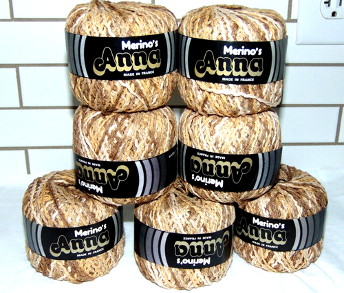 7 Balls Merino's Anna Yarn - Color Gold, Tan, Beige, Brown #01 - Made ...