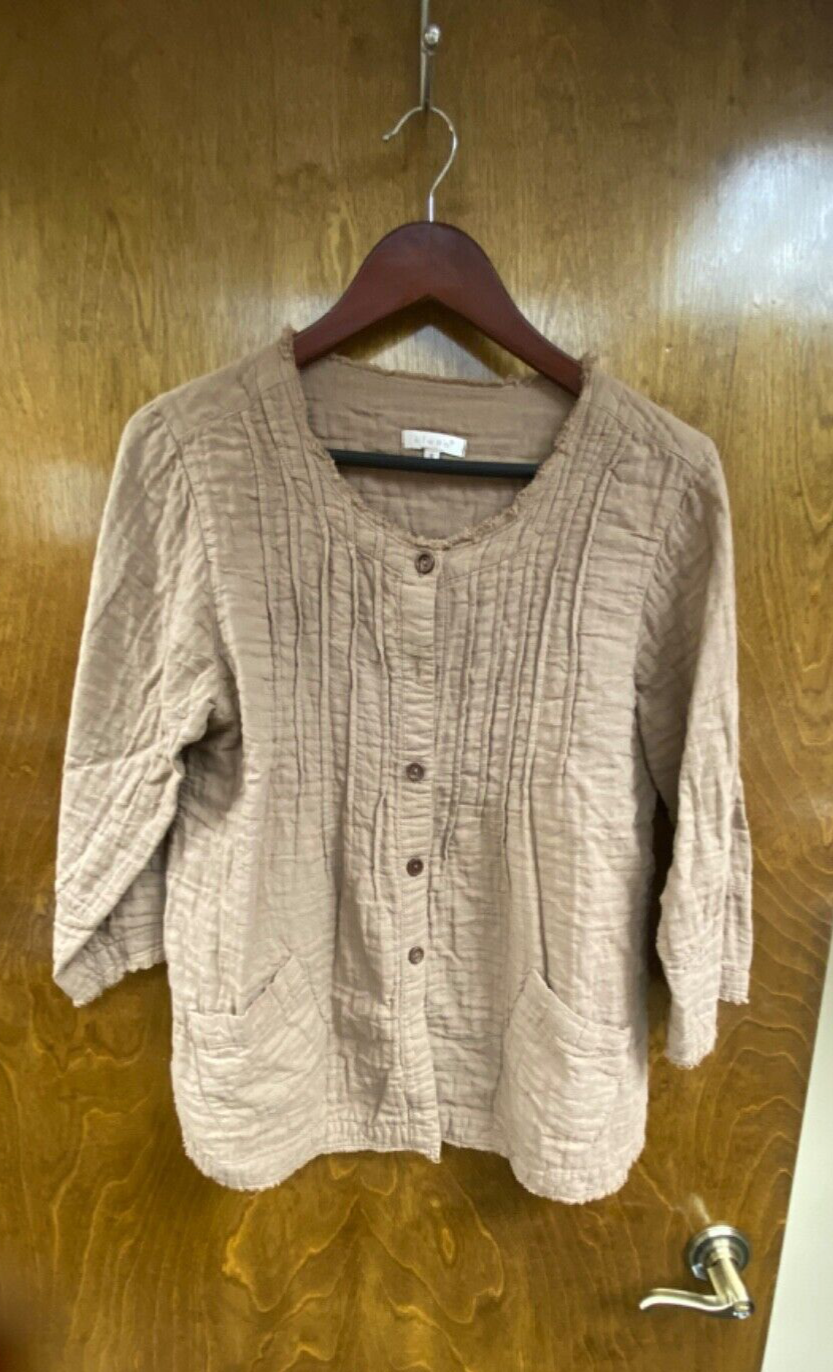 Women "Kleen" brown button up light jacket/blouse. Size Sm. P.O. | eBay