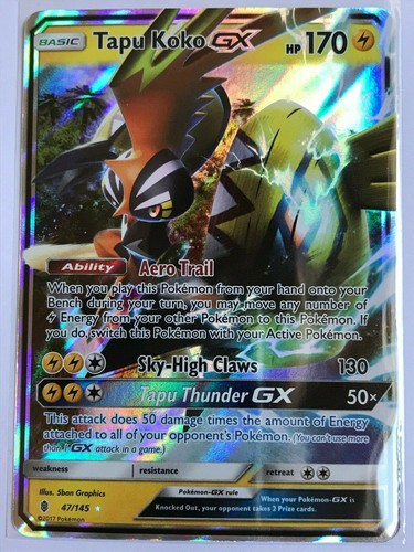 Tapu Koko GX ULTRA RARE 47/145 SM Guardian Rising Card Pokemon TCG NM ...