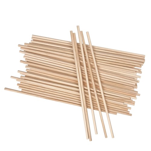 50 Pack 1/4 Inch×12 Inch Long Wood Dowel Rods Unfinished Natural Sticks ...
