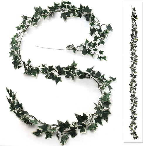 6-Foot Variegated English Ivy Garland - 185 Realistic Leaves - UV ...