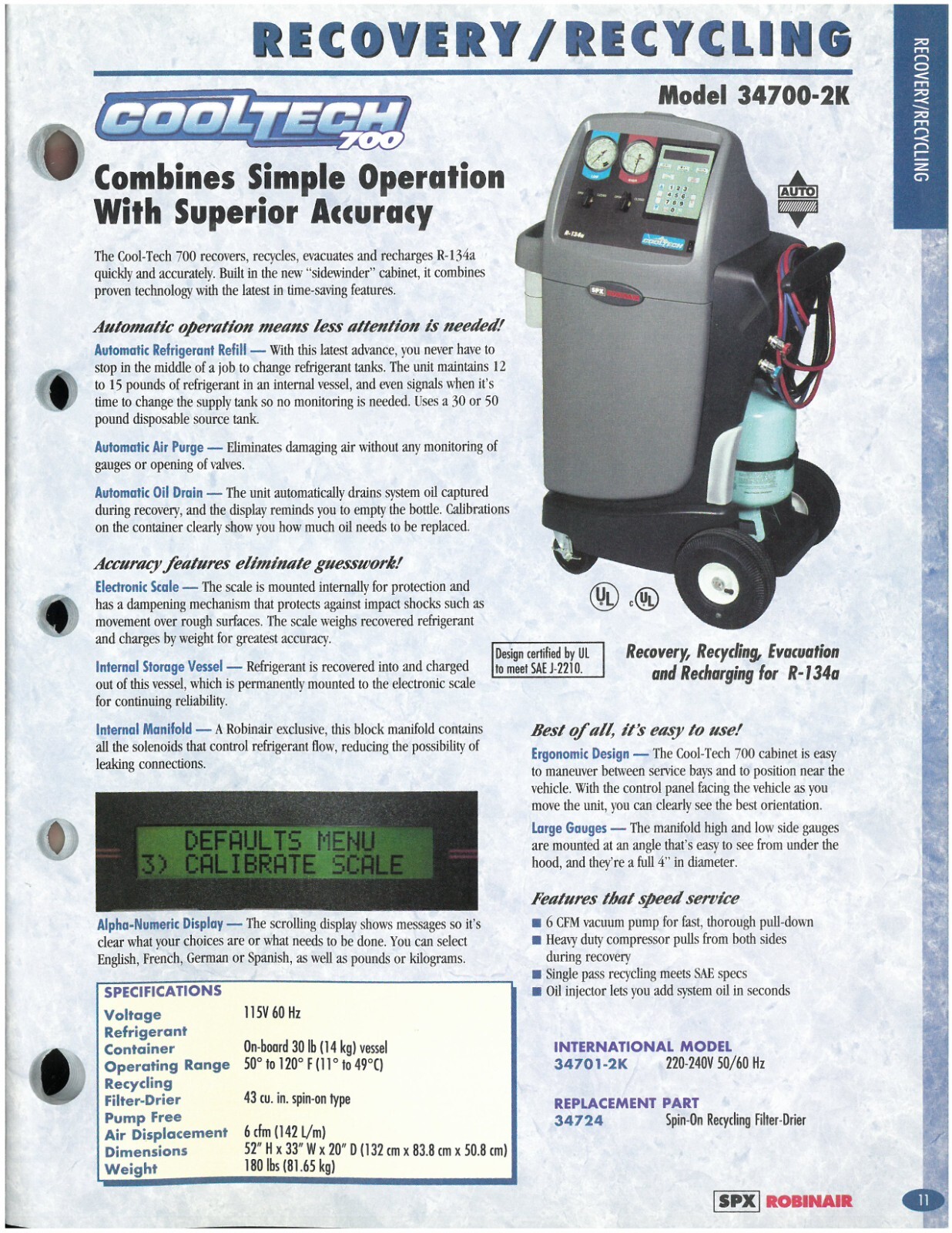 Robinair 347002K R134a AC Refrigerant Recovery Recycling Recharging ...