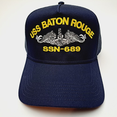 USS Baton Rouge SSN-689 Mesh Snapback Cap Hat Navy Blue Boat Submarine ...