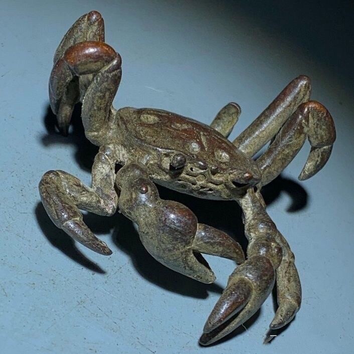 Rare fortune art bronze crab figure statue collectable tea pet table ...