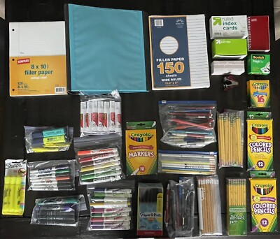 Lot of Back to School Supplies Kit Binder Paper Clip Pencils Pen ...