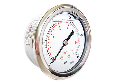63mm DIAL HYDRAULIC GLYCERINE FILLED PRESSURE GAUGES REAR BACK 30 to ...