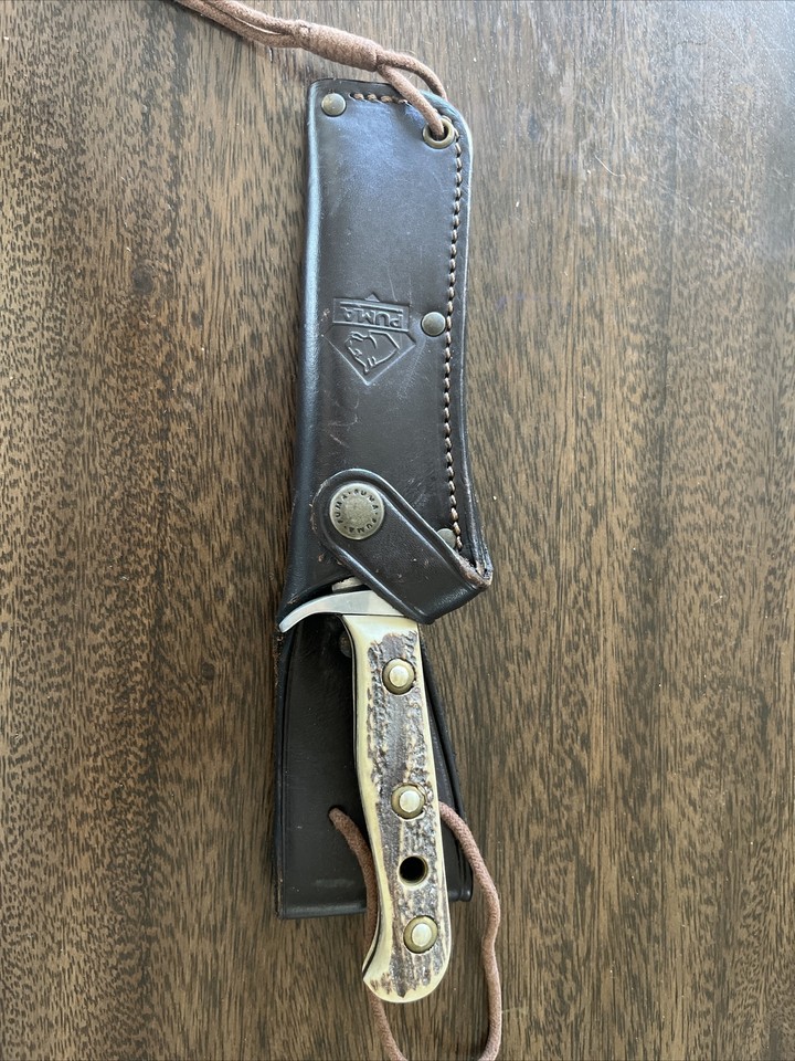 PUMA Skinner 6393 Fixed Blade knife & Embossed sheath - Handmade In ...