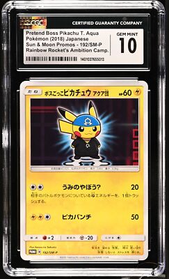 [CGC 10] Pretend Boss Pikachu 192/SM-P Team Rocket Campaign Promo 2018 ...