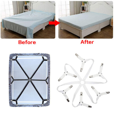Elastic Straps Clips Crisscross Bed Sheet Grippers Suspender Mattress ...