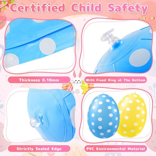 12 Pack 16" Inflatable Easter Eggs with Pump - Durable Outdoor Decor ...