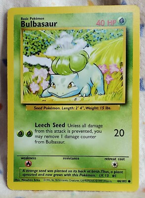 Pokemon Base Set BULBASAUR 44/102 Common Unlimited 1999 NM/M | eBay