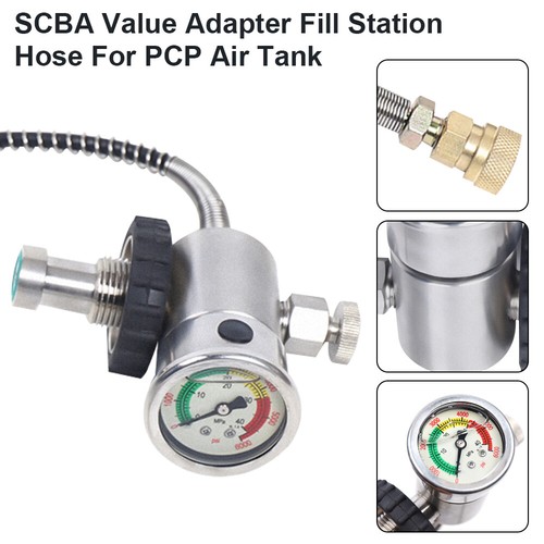 4500 PSI Valve Adapter Fill Station Hose for PCP Air Tank SCBA SCUBA ...