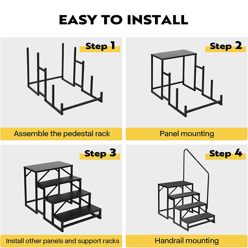RV 4 Steps with Handrail Mobile Home Ladder Portable Stairs for RV, Hot ...