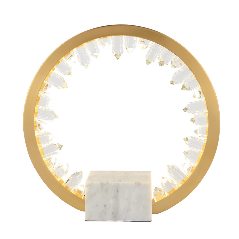 Dimmable 3Color Crystal Ring Table Lamp LED Light Desk Bedside Lighting ...