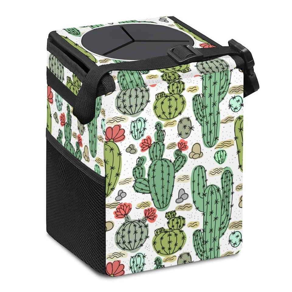 Cactus Car Trash Can with Lid Collapsible Reusable Waterproof Car ...