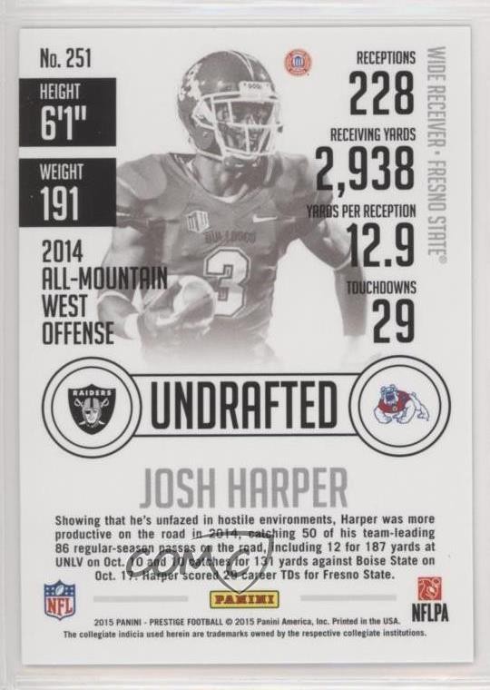 2015 Panini Prestige Rookie Extra Points Red Josh Harper #251 Rookie RC ...
