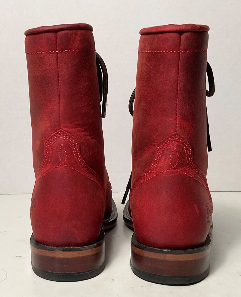 Justin RP536 Cowboy Western Boots Mckean 7” Lace Up Red Roper Womens ...
