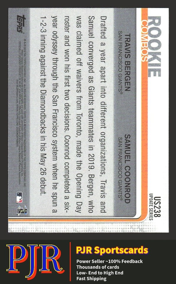 2019 Topps Update #US238 Travis Bergen/Samuel Coonrod Yellow Giants | eBay