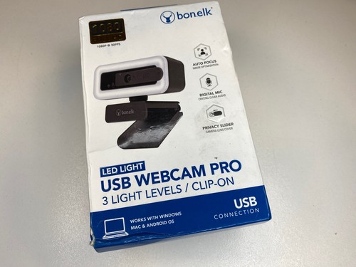 Bon.elk Black ClipOn Webcam Pro LED USB 1080p Camera Full HD (ELK-63026 ...