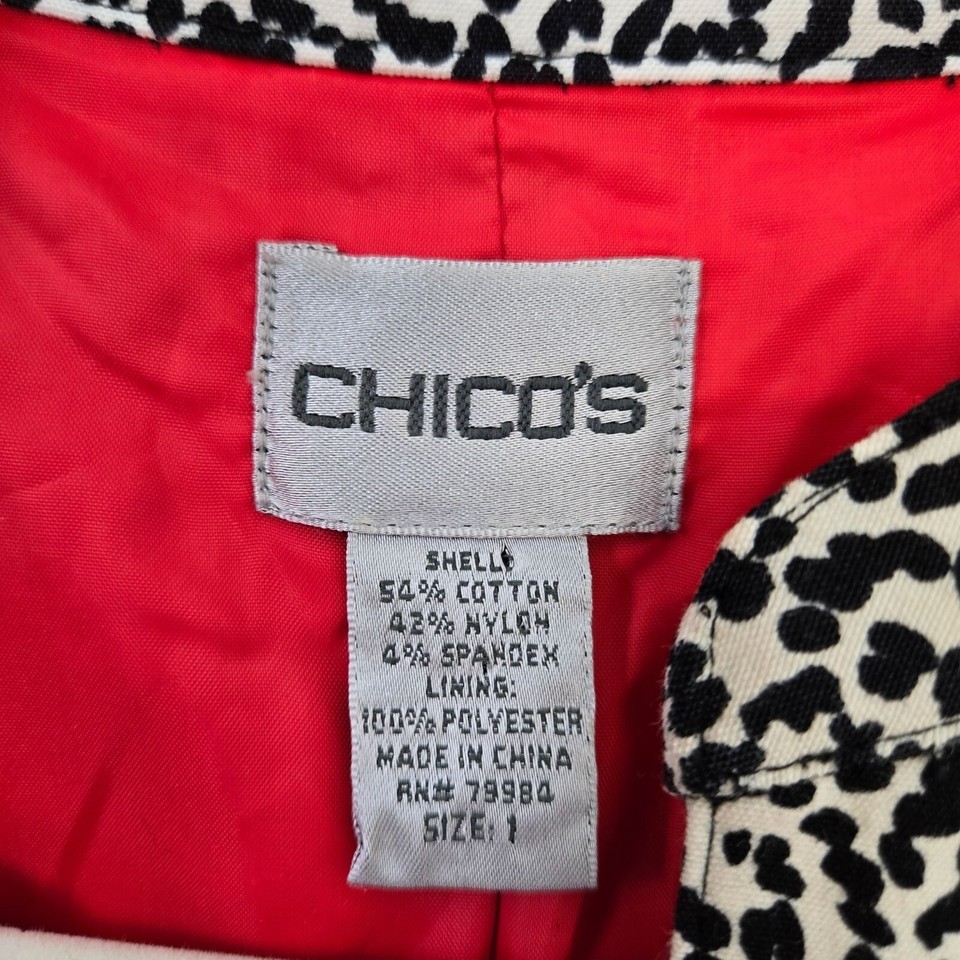 Chico's Floral Hook & Eye Closure Blazer Jacket Size Chico's 1/Medium ...