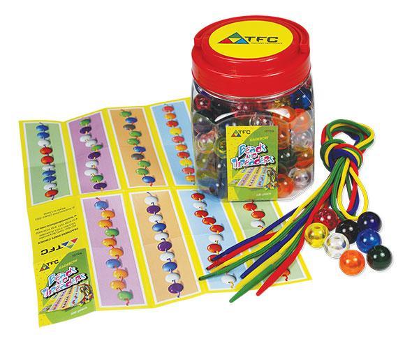 Threading Beads + Laces + Pattern Booklet 20mm Maths Teacher Resource ...