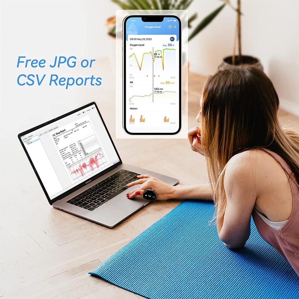 Wellue Rechargeable O2Ring Pulse Oximeter Continuous Tracking SpO2 ...