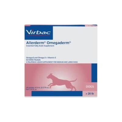 Allerderm OmegaDerm For Dogs Over 20 lbs, 28 Packets of 8 ml PINK | eBay