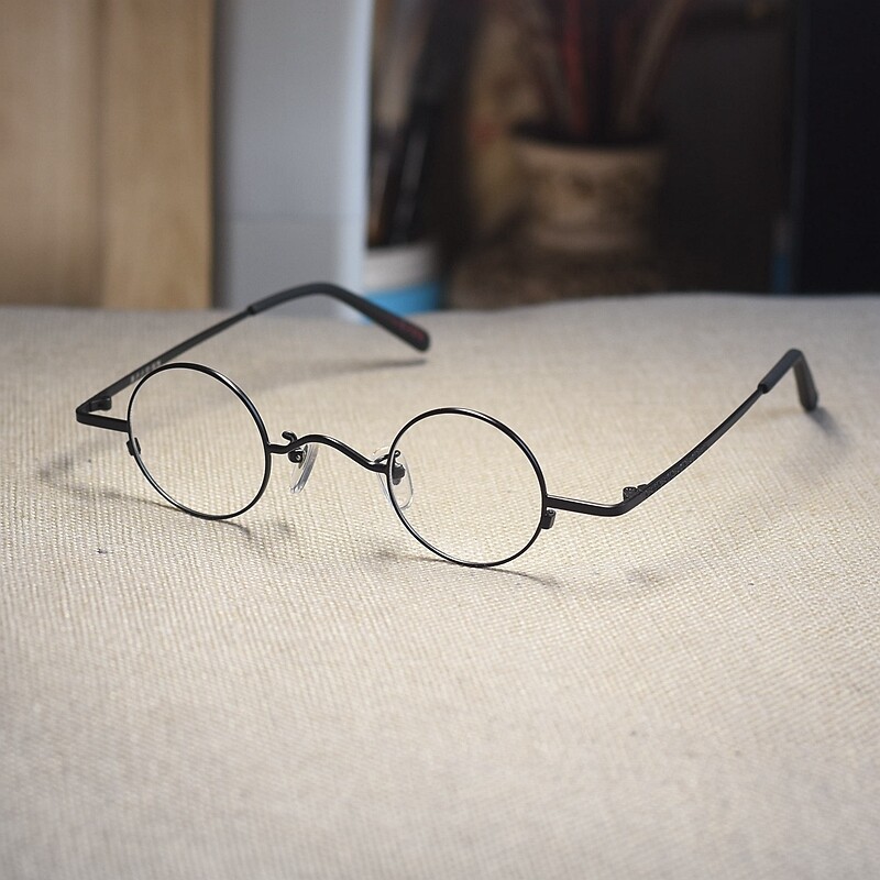 Vintage small round glasses frame men black round eyeglasses retro ...
