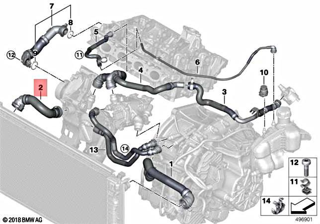 Genuine BMW MINI X1 Cooper JCW F39 F45 Hose Radiator Top-Thermostat ...
