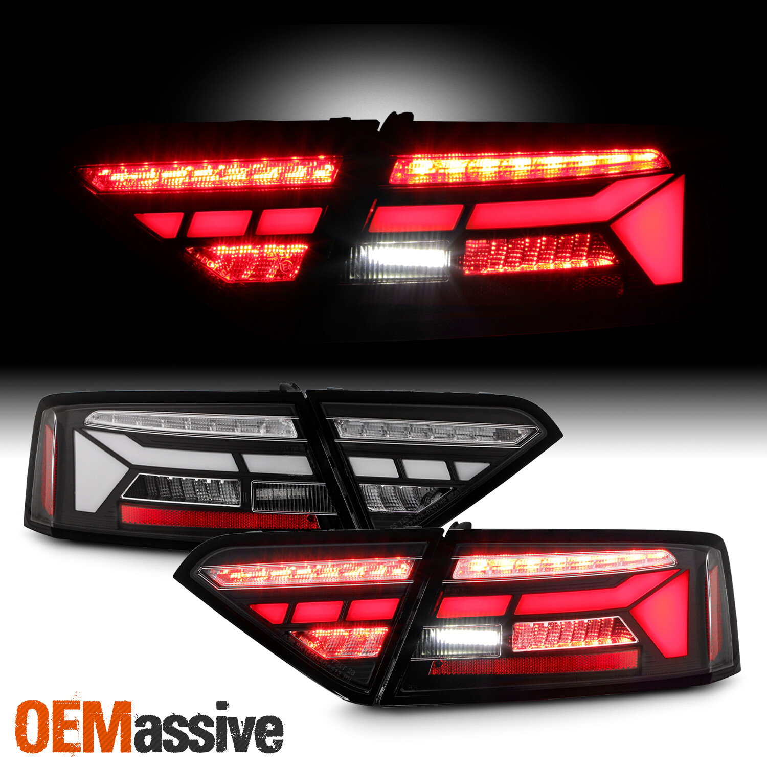 For 2013-2017 Audi A5 / S5 / RS5 Black Tail Lights w/ LED Sequentail ...
