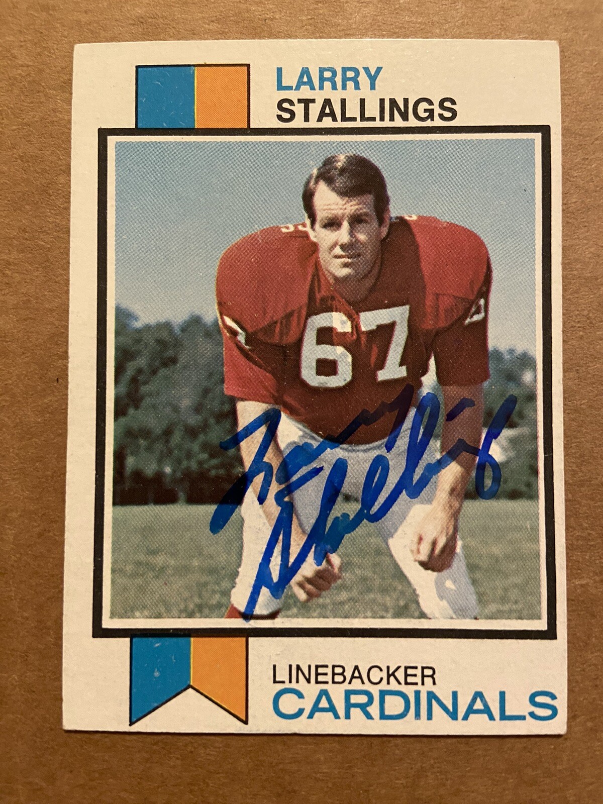 LARRY STALLINGS Signed 1973 Topps #352 Cardinals Georgia Tech Autograph ...