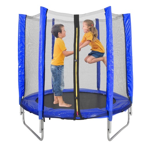 5FT Hexagon Kids Trampoline Jump Mat Safety Enclosure Net Spring Pad ...