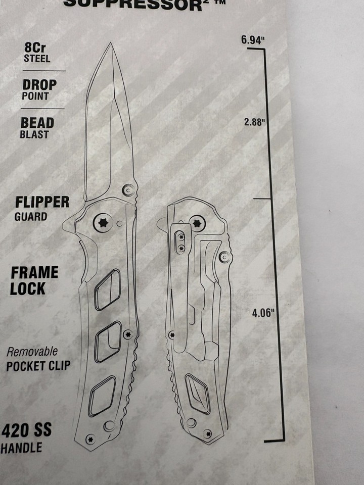 (1) NEW Guidesman "Suppressor 2" Folding Knife Drop Point Frame Lock ...