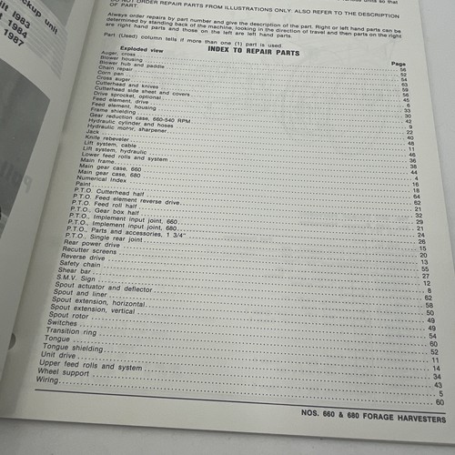 New Idea 660 680 Pull Type Forage Harvester Parts Catalog Manual 1987 ...