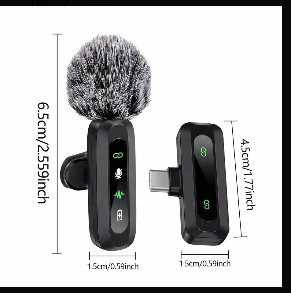Wireless Microphone,lapel Mic For iPhone And Android Phones Type C Port ...