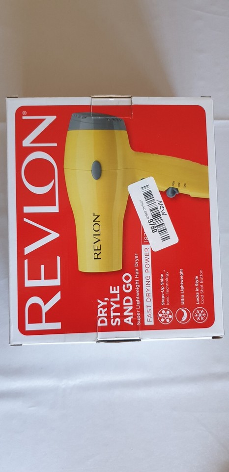 Revlon Hair Dryer Yellow 1875W 6′ Swivel Cord 2 Heat & Speeds Super ...