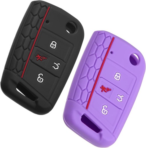 4 Buttons Remote Key Fob Cover Case Protector Black Purple for VW ...