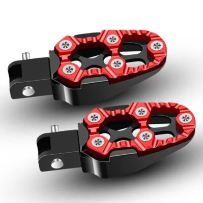 Universal Motorcycle Motorbike Footpegs Foot Pegs Black Red Angle ...
