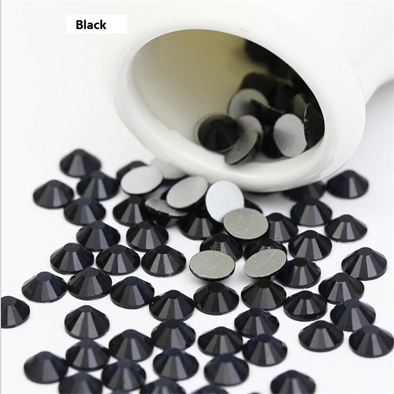1440 Jet Black Flatback Crystal Rhinestones Round Gems Nail Art Craft ...