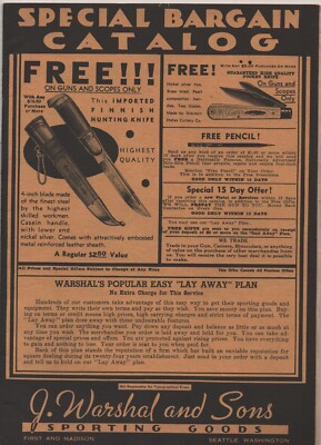 J. Warshal and Sons Sporting Goods Catalog - 1940s - Guns, Knives ...