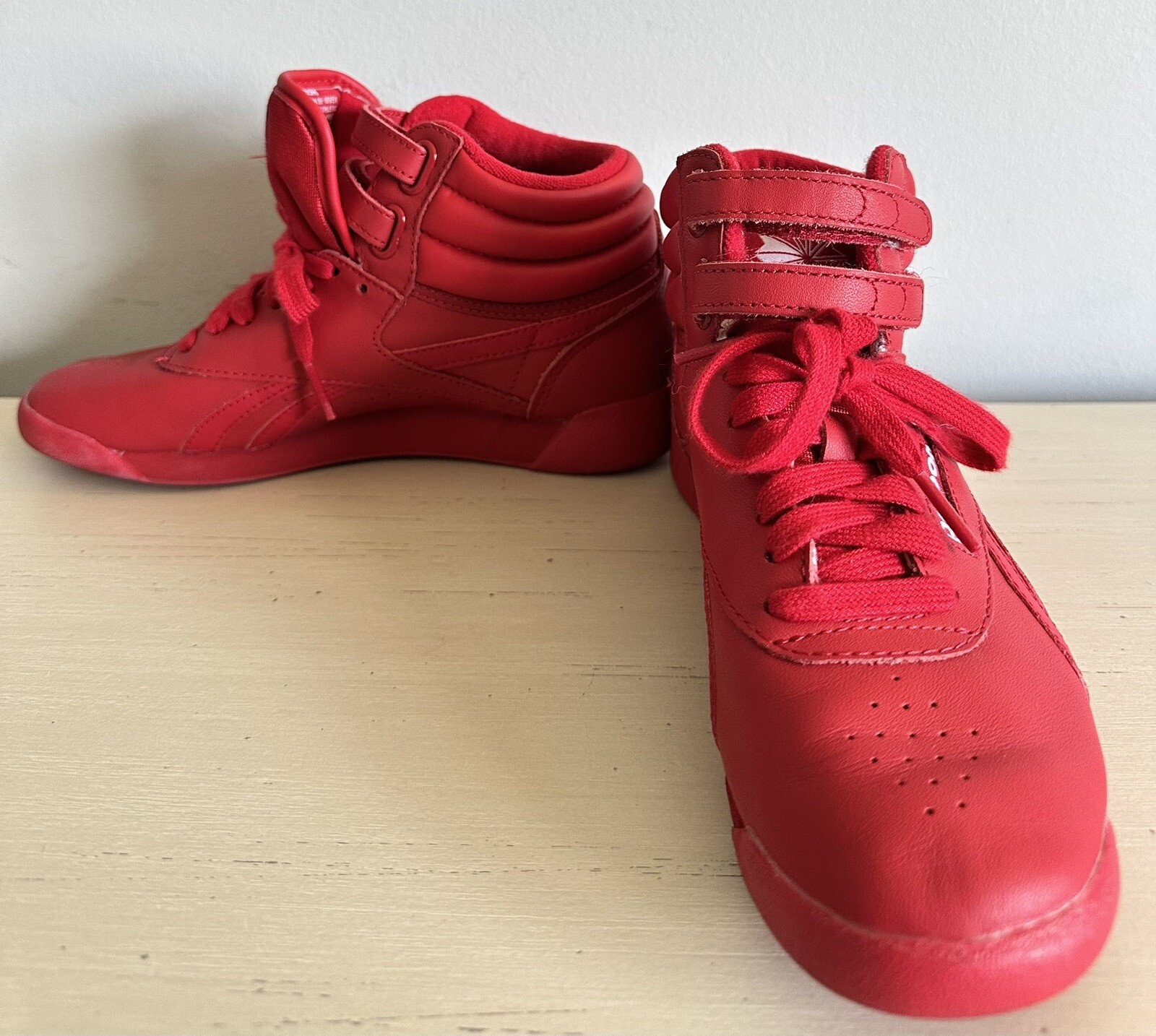 Reebok Classic Freestyle Hi Double Strap Red Sneakers… - Gem