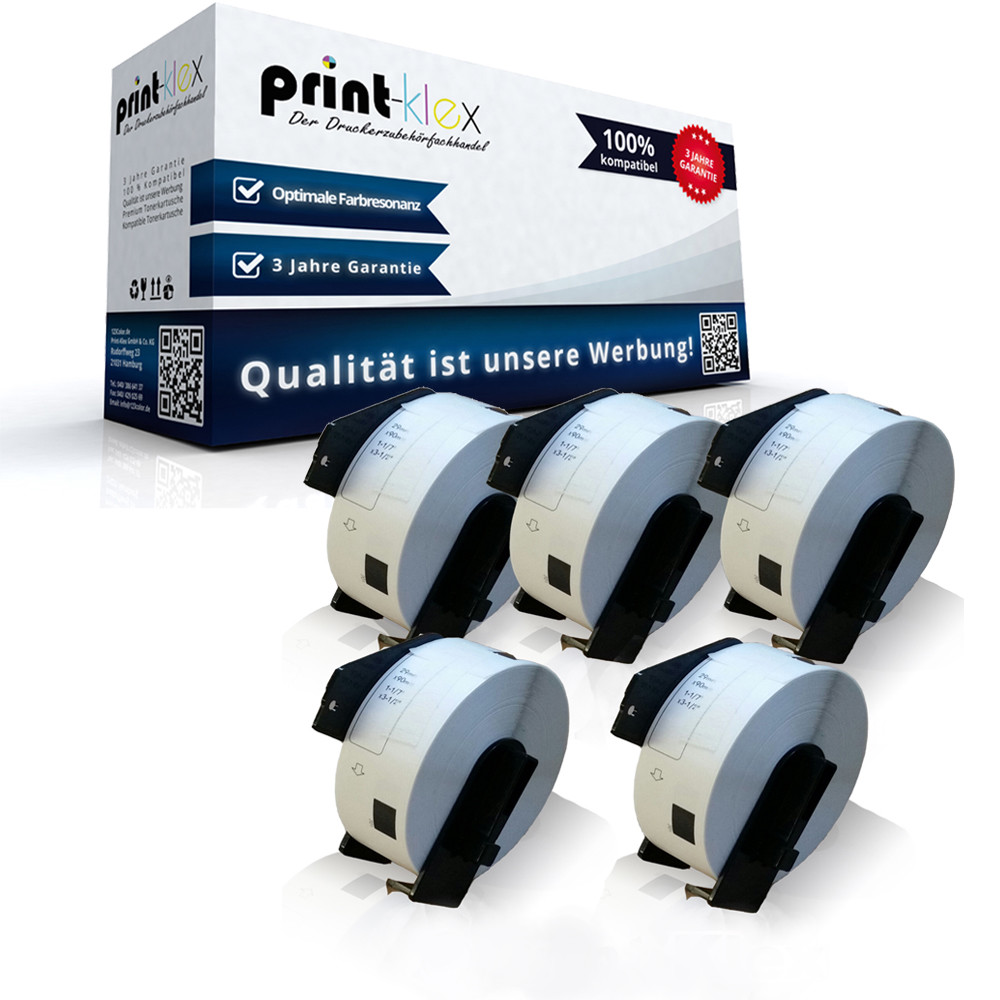 5x Austausch kompatible Etiketten Rollen für Brother PTouch-QL-710-W 29 ...