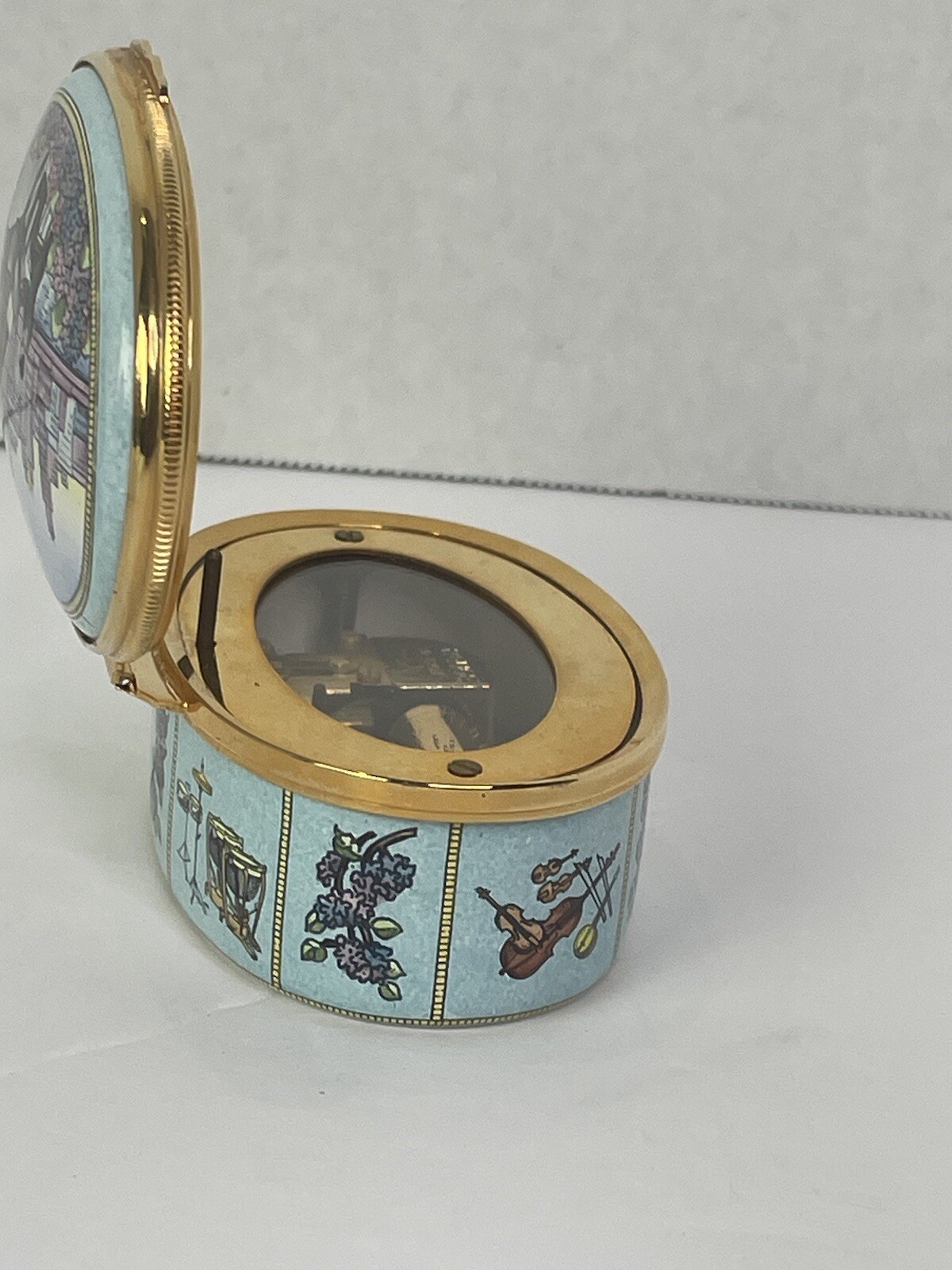 Halcyon Days Enamel Trinket Box Blue Music Box Rhapsody Limited Edition ...