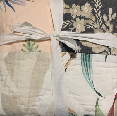 Pottery Barn Bari Tropical Floral Patchwork Euro Sham New | eBay